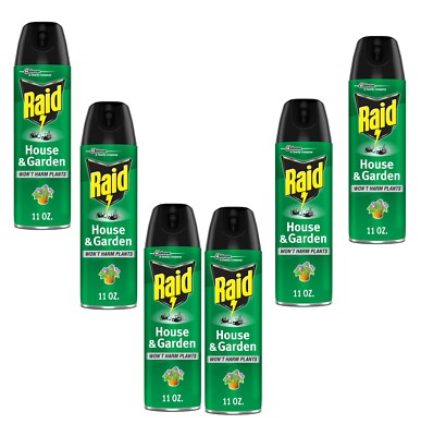 6 Pack Raid House & Garden Insect Killer Spray- In/Outdoor Plant-safe ...