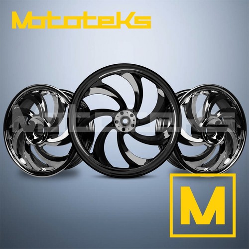 21X3.25 18X7 STORM FORGED MAG WHEEL BLACK SET FOR HARLEY & DNA TRIKE ...