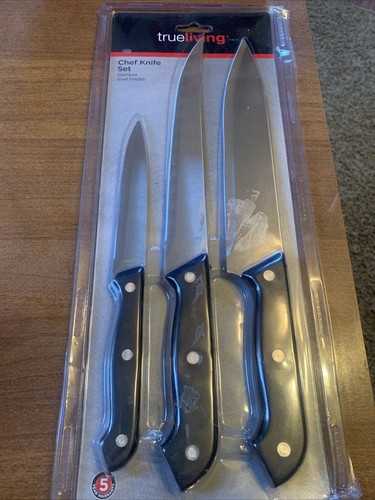 NIP True Living Chef Knive Set/3 Knives/ Stainless Steel Blades/kitchen ...