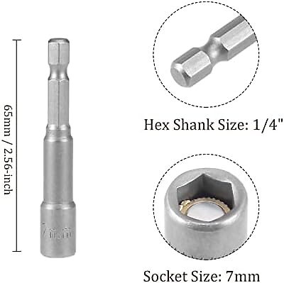 5pcs Power Nut Driver Bit - [1/4 Inch x 7mm] Quick-Change Hex Shank ...