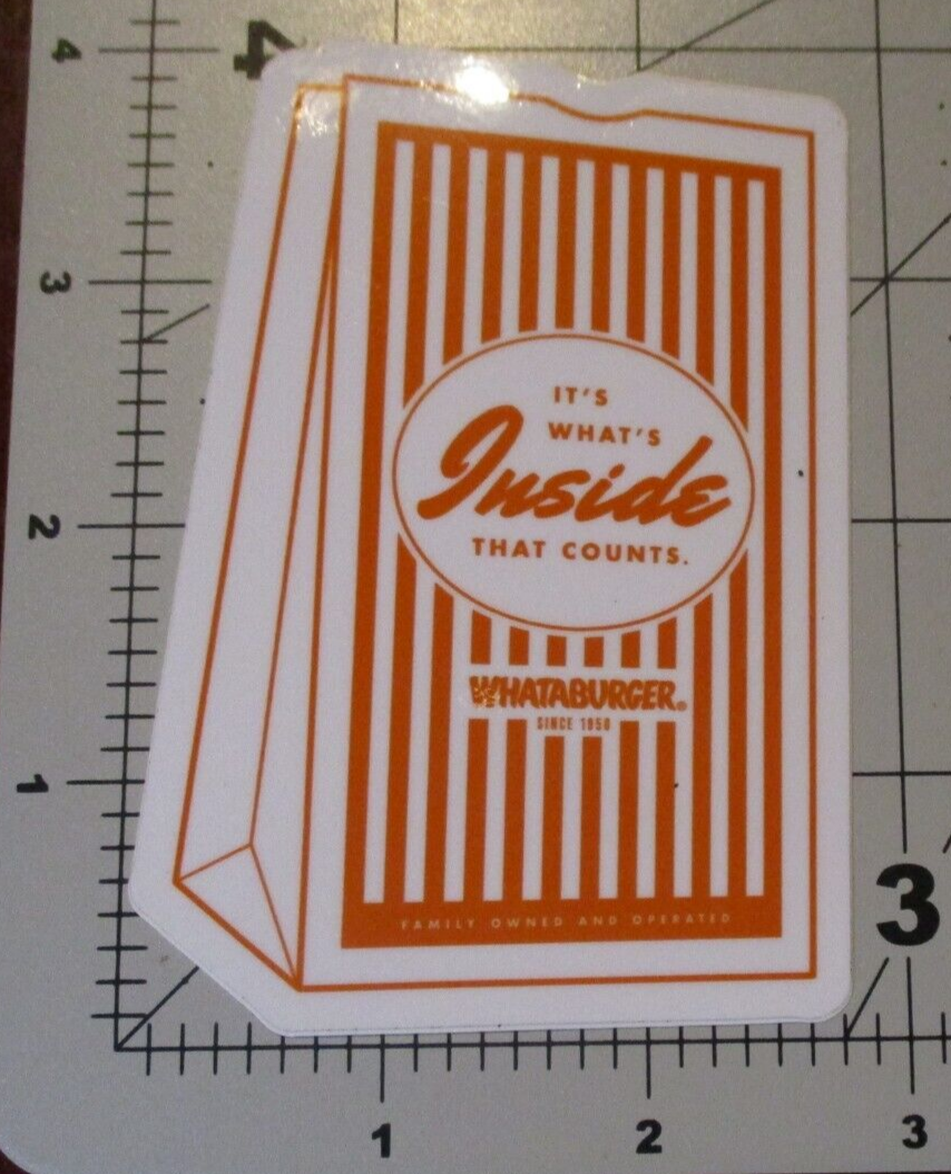 WHATABURGER texas burger inside counts bag STICKER decal water bottle ...