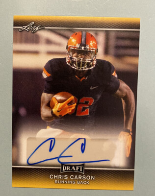 2017 Leaf Draft CHRIS CARSON Gold AUTO RC Seahawks Oklahoma State | eBay