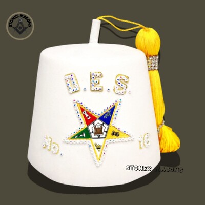 OES Fez, Masonic Order Of Eastern Star and OES Emblem decorated with ...