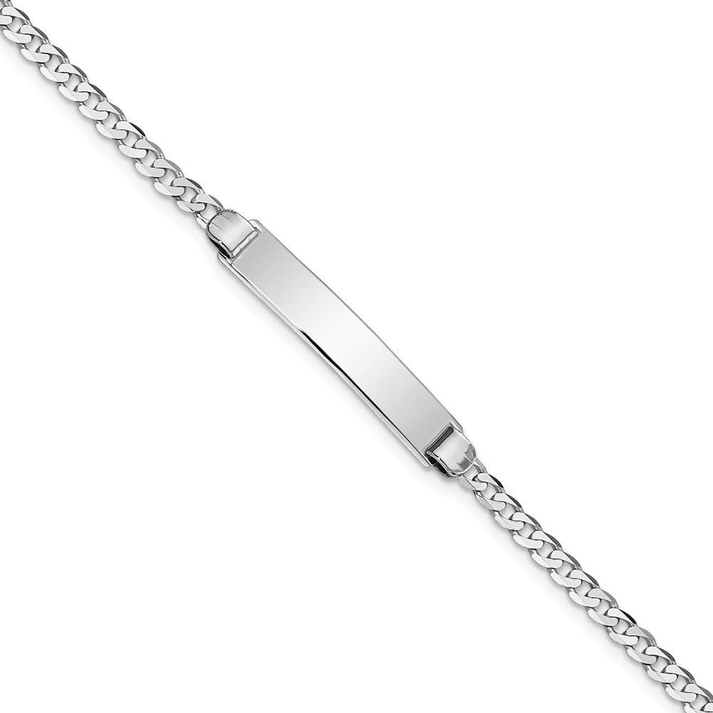 Real 14kt White Gold Flat Curb Link ID Chain Bracelet; 7 inch; Lobster ...