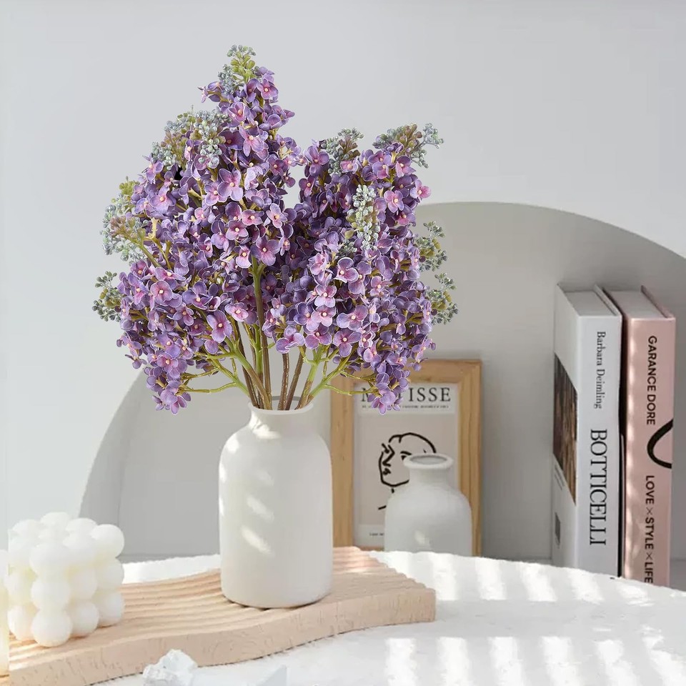 4PCS 25.6inch Lilac Artificial Flowers Purple Fake Delphinium Long Stem ...