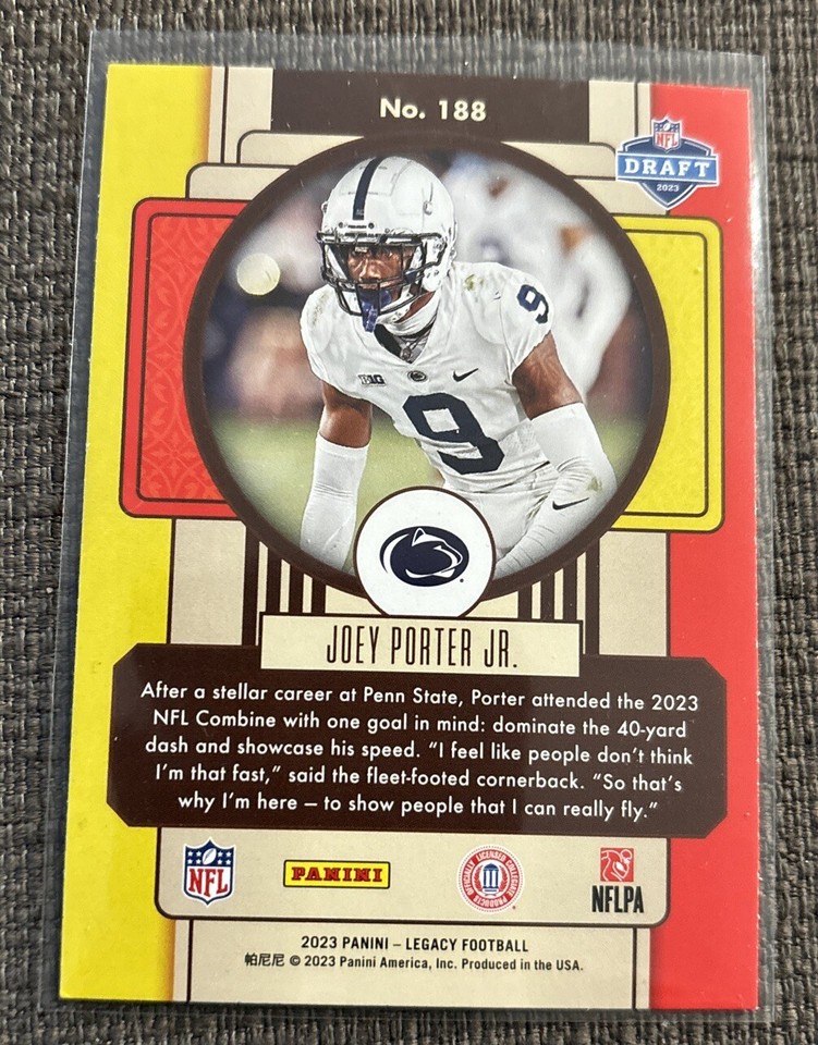Joey Porter Jr - 2023 Panini Legacy #188 Rookie Penn State Steelers ...