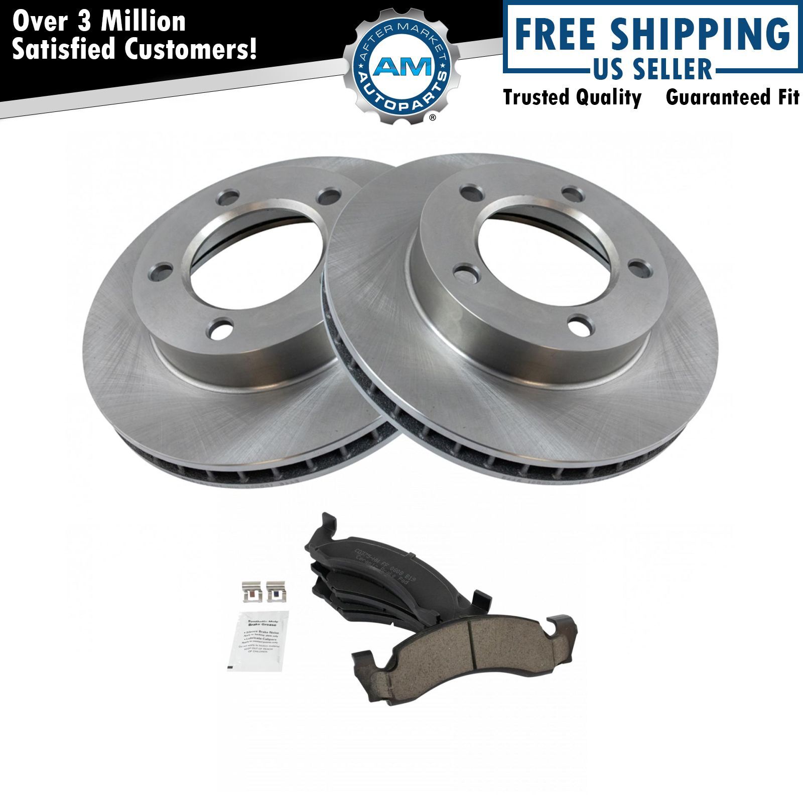 Front Ceramic Brake Pad Set & 2 Rotors Kit For Ford F150 Bronco 4X4 4WD ...