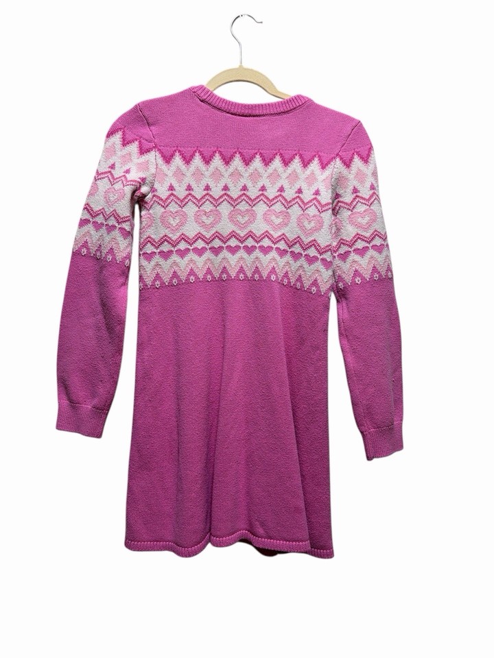 The Children’s Place Girls Pink Fair Isle Sweater Dress Hearts – Long ...