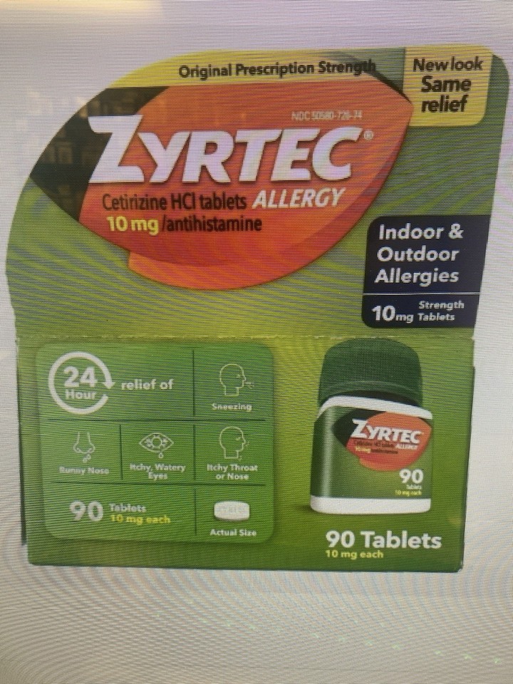 Zyrtec Allergy Relief 10mg Tablets - 90 Count. 1 Box | eBay