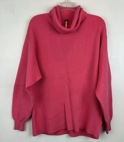 Free People Sweater Womens XS Hot Pink Turtleneck Pullover Oversized | eBay