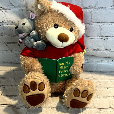 PBC International Plush Bear "Twas The Night Before Christmas" Battery ...