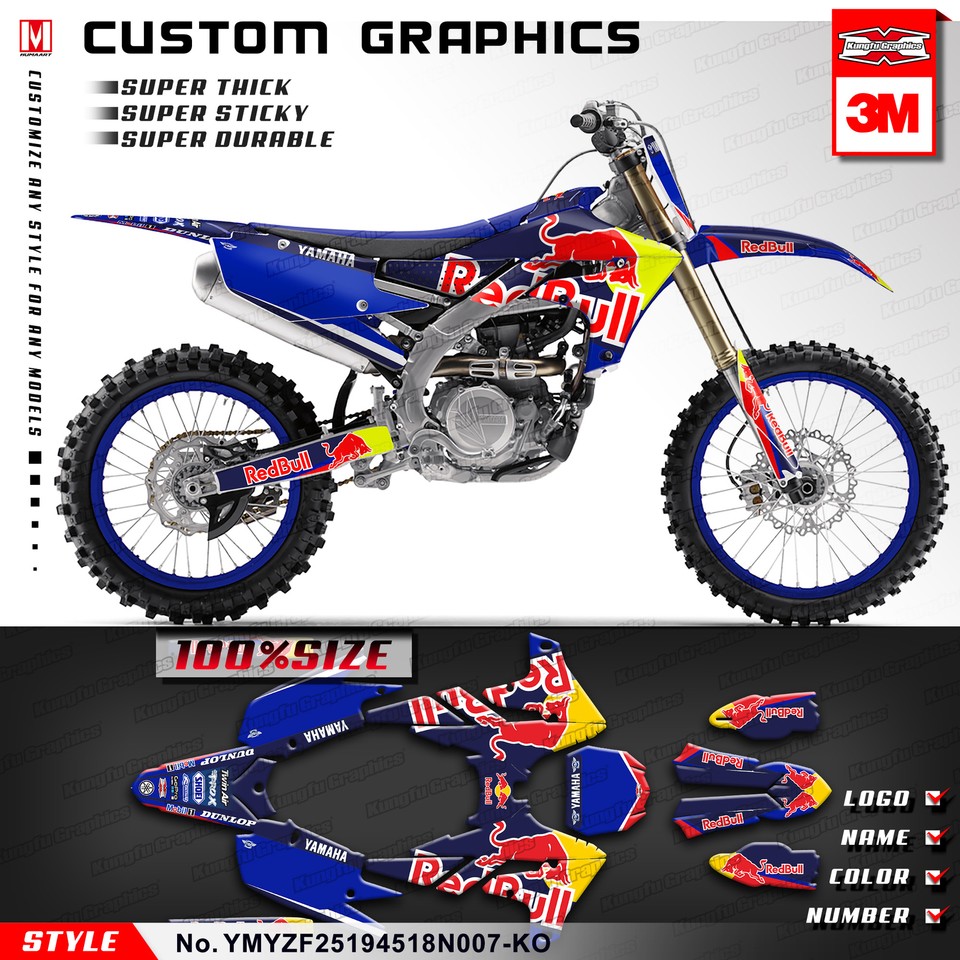 Kungfu Graphics MX Sticker Kit Vinyl Wrap for Yamaha YZ 450F 250F 2018 ...