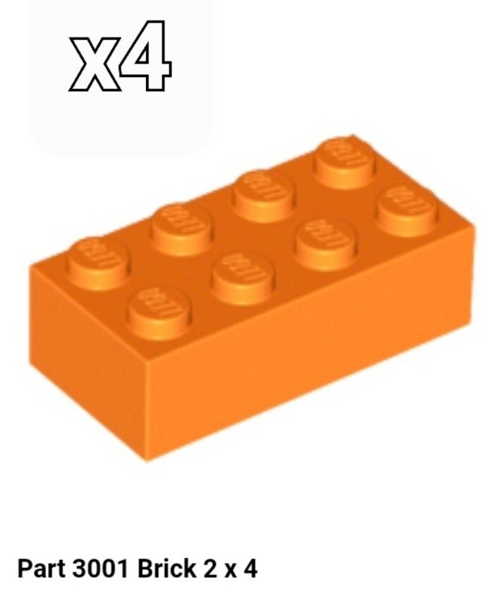 NEW LEGO Parts 3001 Lot of 4 Bricks 2x4 ORANGE 4153827 4119641 | eBay