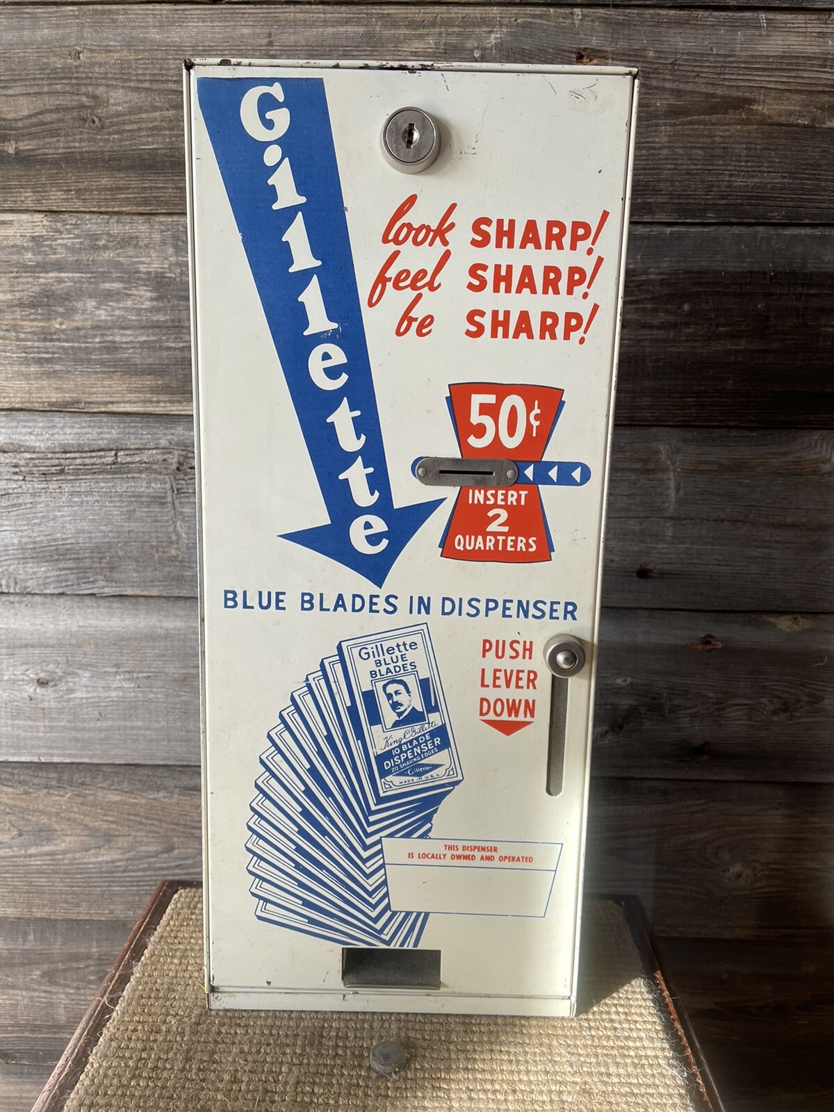 Vintage Gillette Blue Blade Razor Blade Coin Op Dispenser | eBay