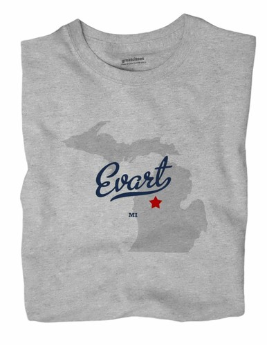 Evart Michigan MI T-Shirt MAP | eBay