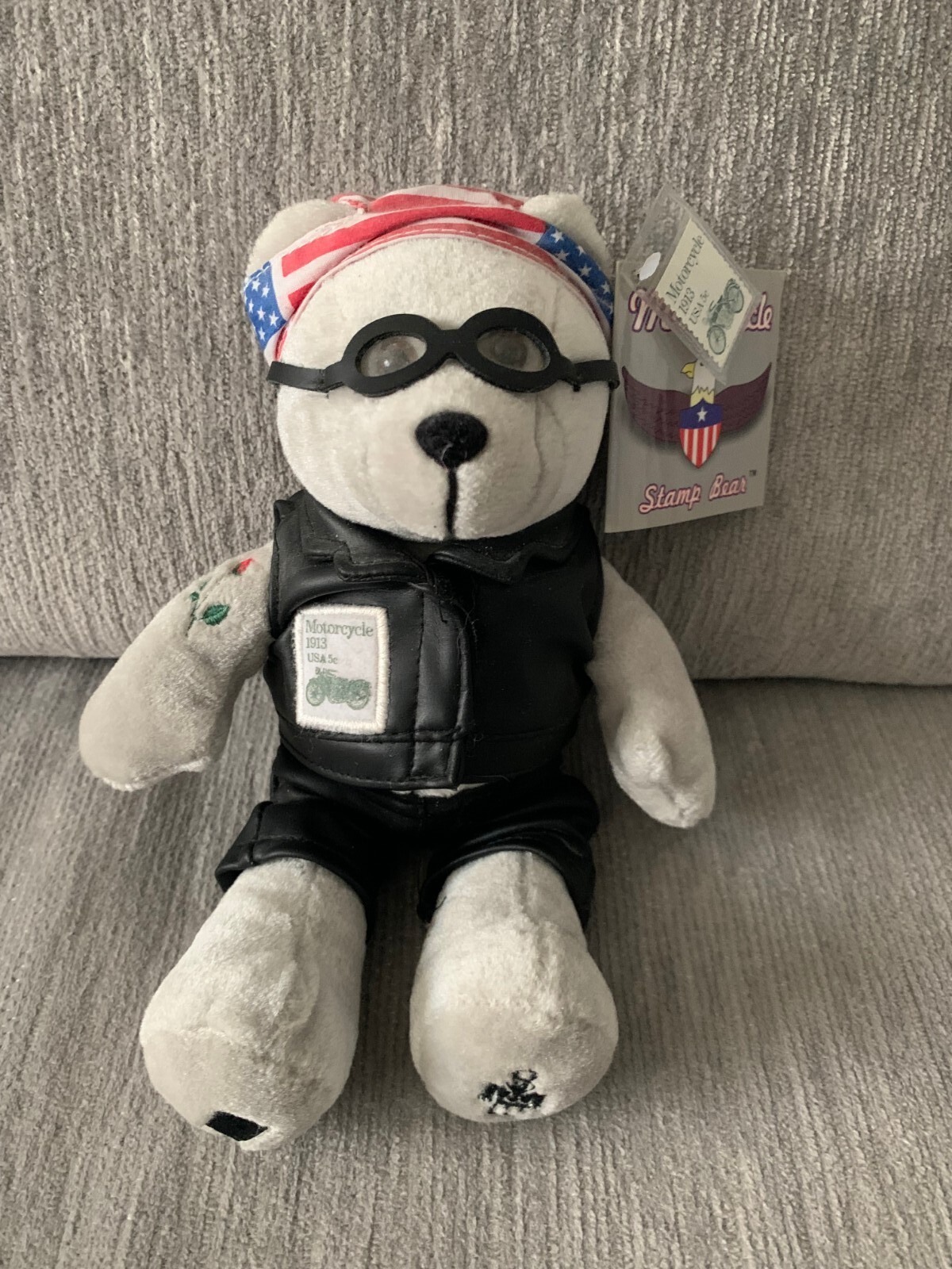 Motorcycle Stamp Bear Plush 9" Stuffed Toy USPS Timeless Toys 2003 | eBay
