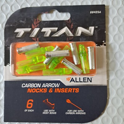 CARBON ARROW NOCKS & INSERTS 6pk TITAN ALLEN 68425A - NEW IN PACKAGE ...