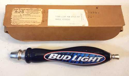 AJS Budweiser Bud Light Beer Draft Handle NEW in box Blue Pub Style Tap ...