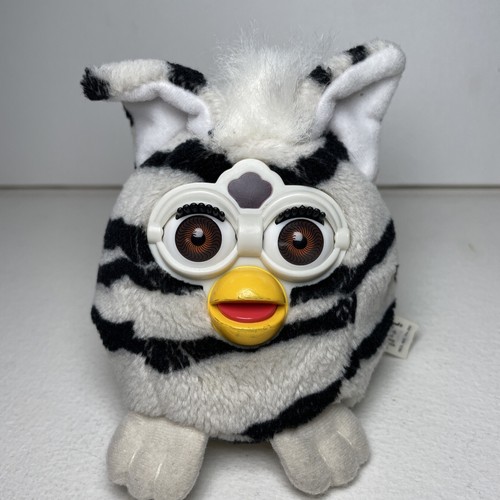 Vintage 1999 Furby Buddies Zebra Stripe Black & White Stuffed Plush Toy ...