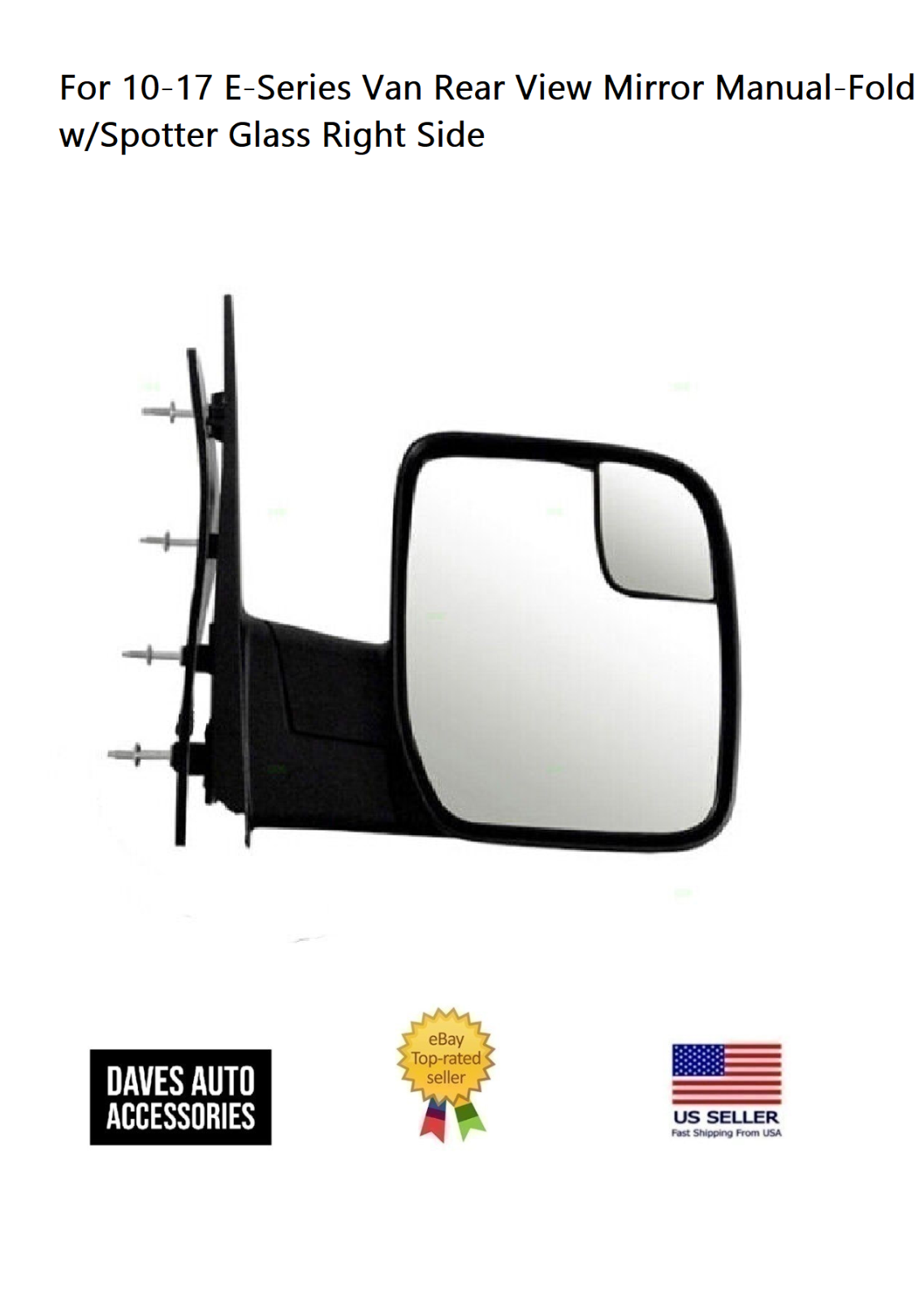 For 10-17 E-Series Van Rear View Mirror Manual-Fold w/Spotter Glass ...