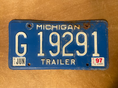 1997 Michigan License Plate Trailer # G 19291 | eBay