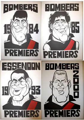 1984 1985 1993 2000 Essendon Premiers Weg 4 posters Premiership Bombers ...