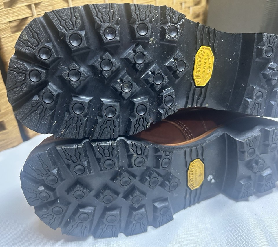 Vintage Moc Toe Leather Work Boots 8.5 D Unknown Brand Well Made Vibram ...