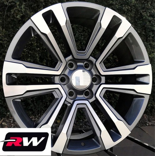 22 x9 inch RW 5822 Wheels for GMC Sierra 1500 Gunmetal Machined Rims ...