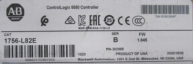 Allen-Bradley ControlLogix 5580 Controller (1756-L82E) for sale online ...