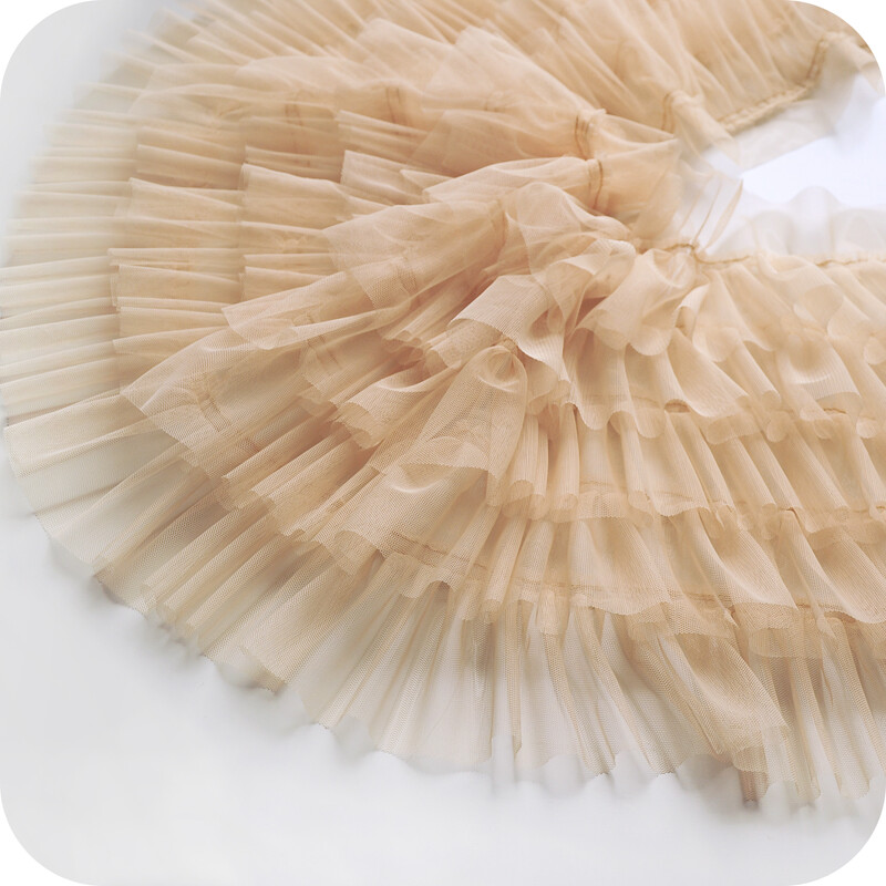 2M DIY 35cm Width Lace Trim Ruffle Edge Layered Mesh Frill Fabric Dress ...