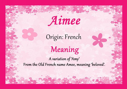 Aimee Personalised Name Meaning Certificate | eBay