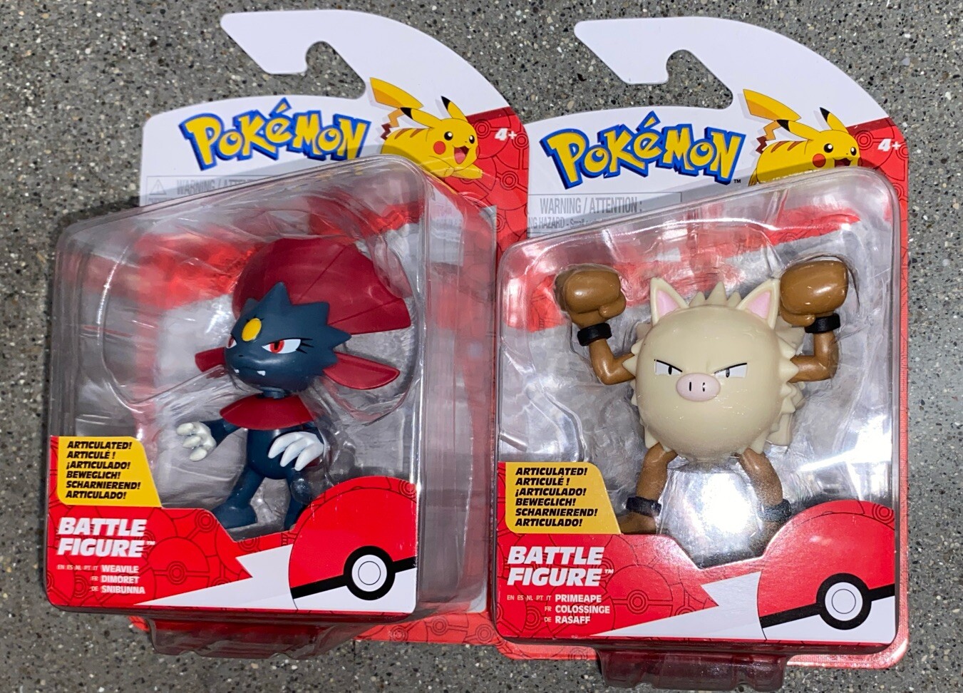 Jazwares Pokemon PRIMEAPE And Weavile 3 Inch Battle Feature Action ...
