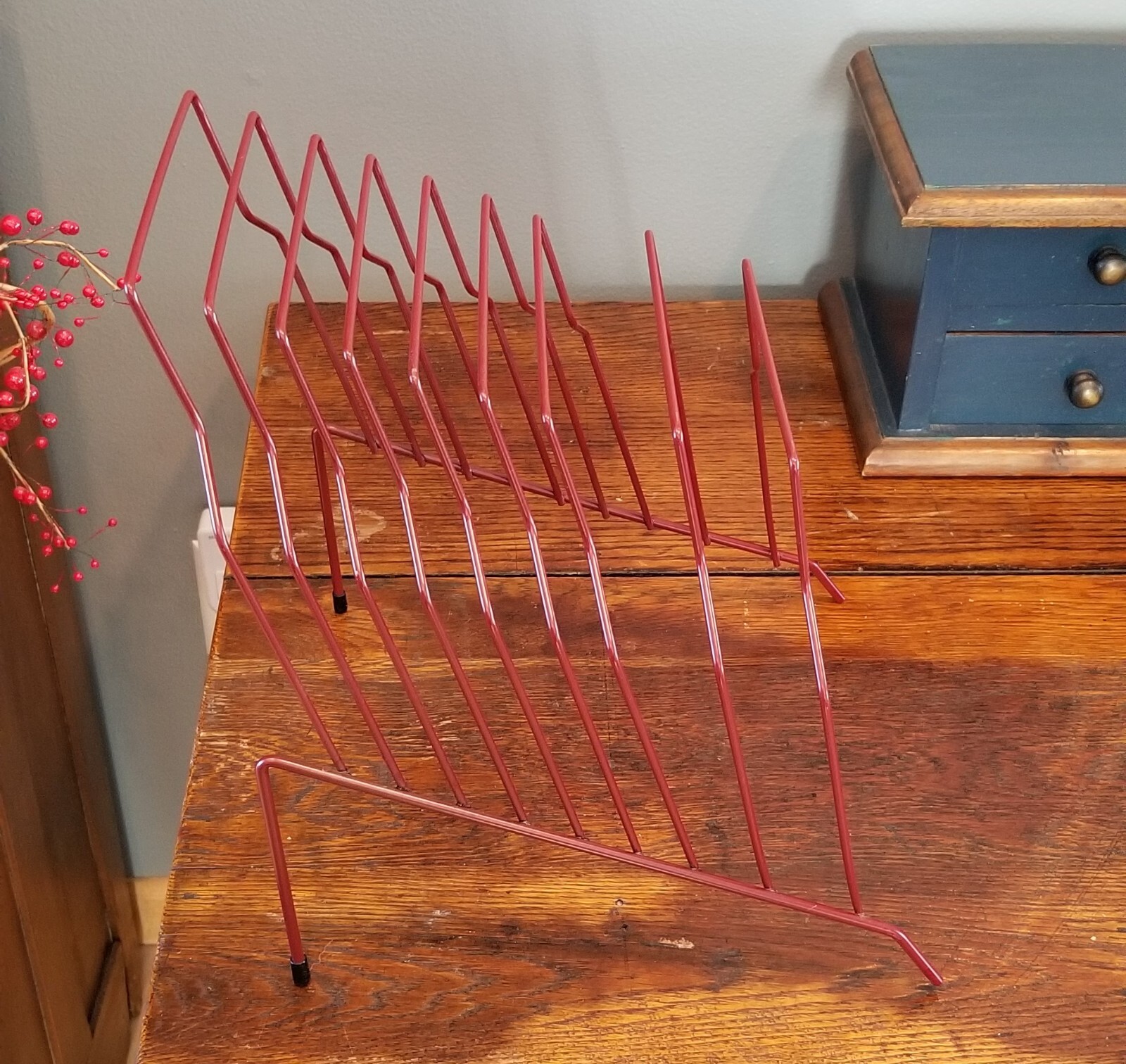 VTG Red Desktop Wire Step File Organizer Divider Rack for Office ...