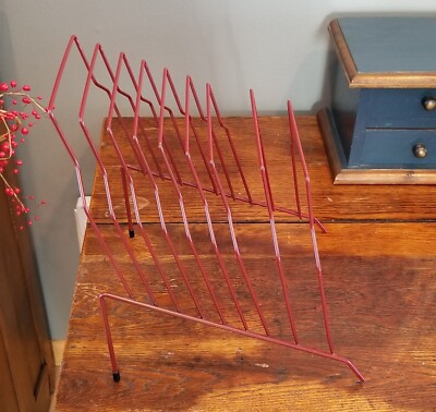 VTG Red Desktop Wire Step File Organizer Divider Rack for Office ...
