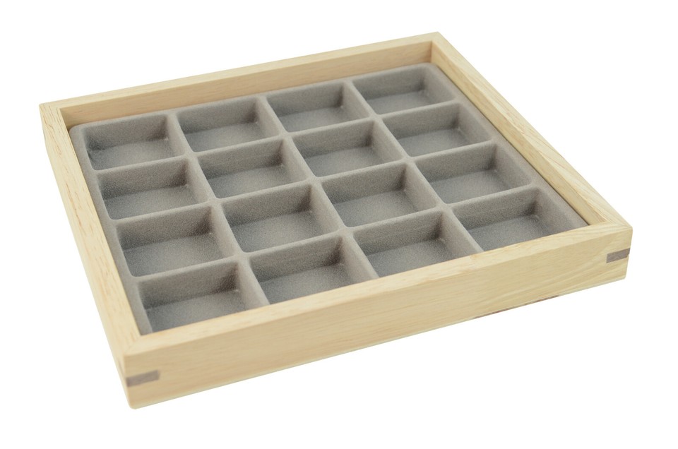 Wooden Stackable Multi Use Utility Display Tray with Grey Divider ...