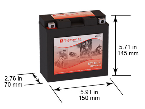 SigmasTek ST14B-4 SLA Battery for Yamaha XVS1100 V-Star (All) 1100CC ...