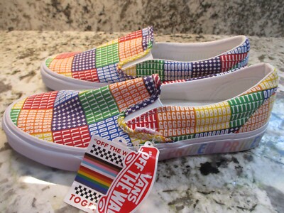 NEW Vans Classic Slip On Gay Pride Multi-Color Rainbow Mens Shoes ...
