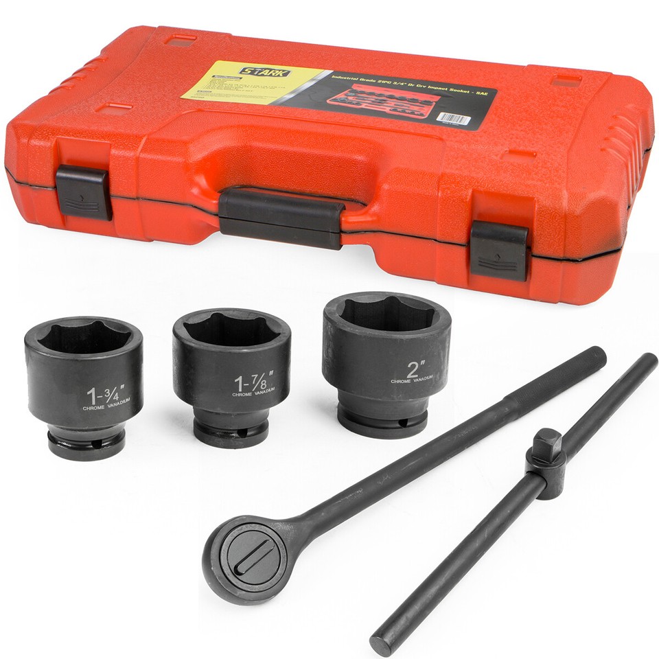 Stark USA 21PC 3/4 DR Inch Drive Tool Black Impact Ratchet Socket Set ...