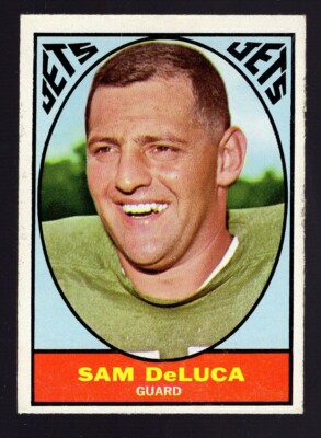 1967 EX+ #92 TOPPS AFL FOOTBALL CARD ~ SAM DeLUCA NEW YORK JETS GUARD ...