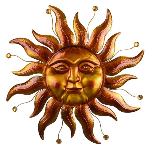 Metal Sun Wall Art Decor Outdoor 26'', Large Gold Sun Wall Decor Garden ...