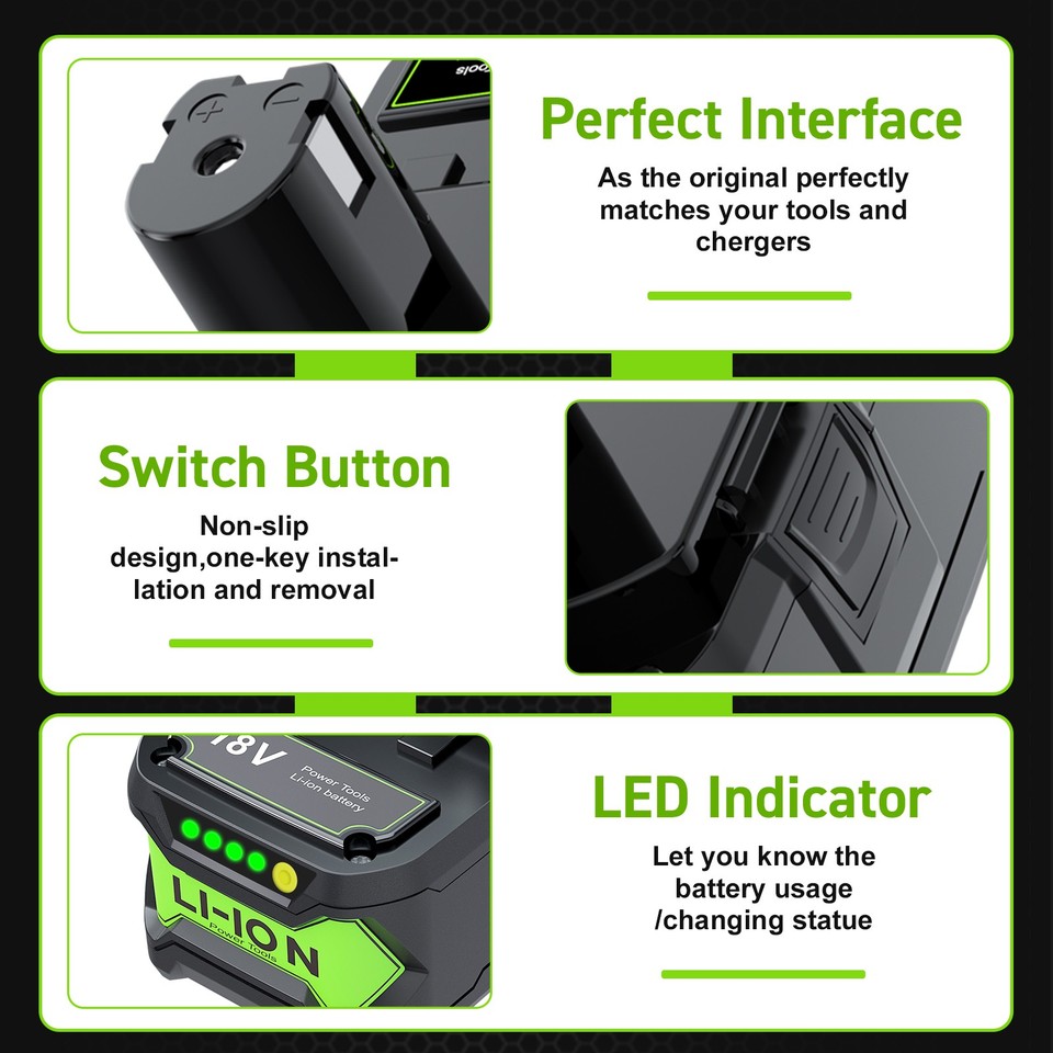 2PACK 6.0Ah 18V Lithium-Ion For RYOBI P108 P107 One Plus High Capacity ...