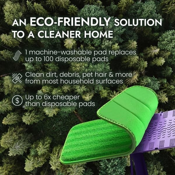 Turbo Mops Reusable Floor Mop Pads - Pack of 2, Machine Washable, 12 ...
