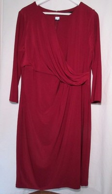 LAUREN Ralph Lauren Womens Dress Size 18 HOLIDAY RED Wedding Wrinkle ...