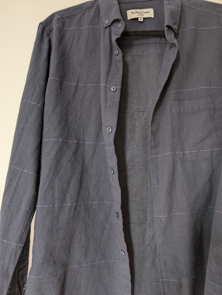 YMC You Must Create London Navy Stripe Light Long Sleeve Shirt Size S ...