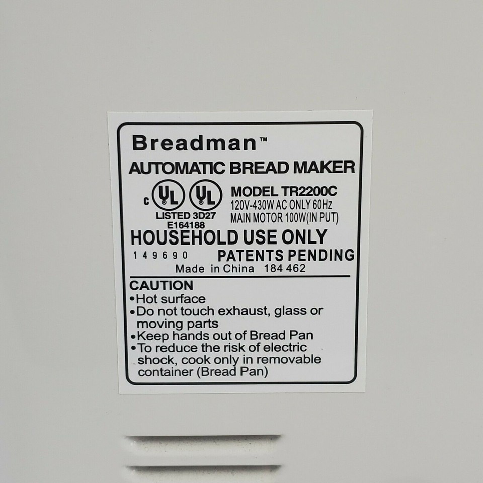 Pan Seal Kit for Breadman Bread Maker Model TR2200C 4-Rivet (8MKIT-HD ...