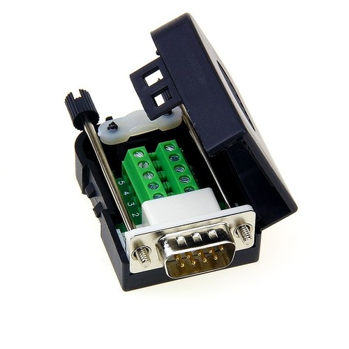 D-SUB DB9 Male 9Pin Black Cover Screw Type Breakout Terminals Connector ...