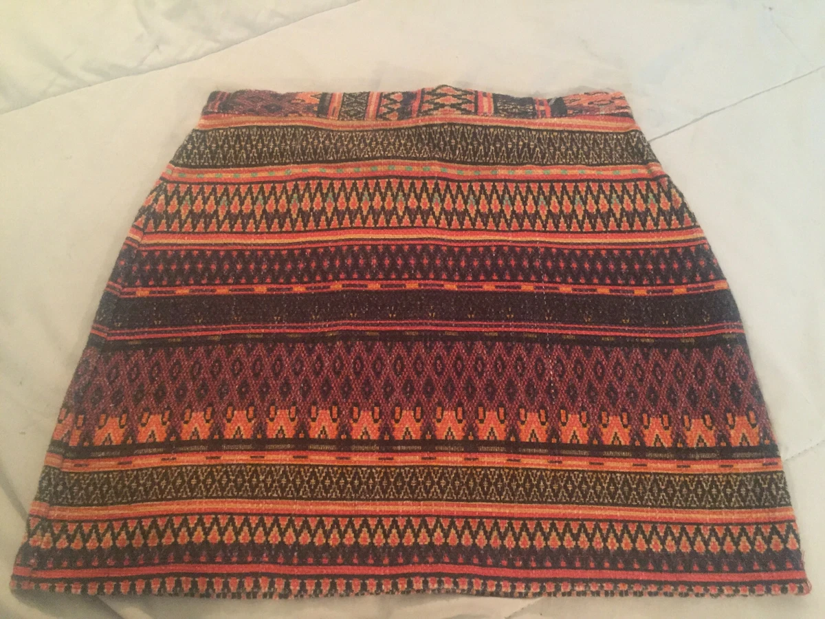 Orange Aztec Print Skirt