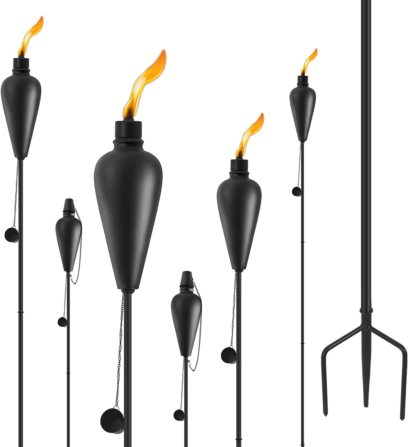 Upgraded Home Garden Torch Set of 6, Outdoor Metal Torch Garden Décor ...