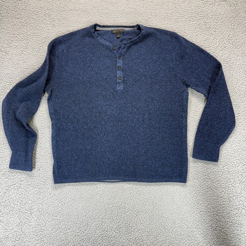 Banana Republic Mens Blue Long Sleeve Sweater Size L 1/4 Button Waffle ...