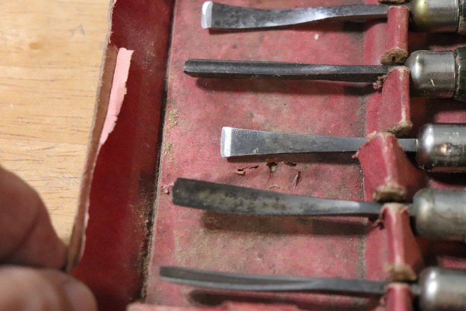 Vintage Craftsman 5 Piece Green Handle Wood Carving Gouge Tool Set | eBay